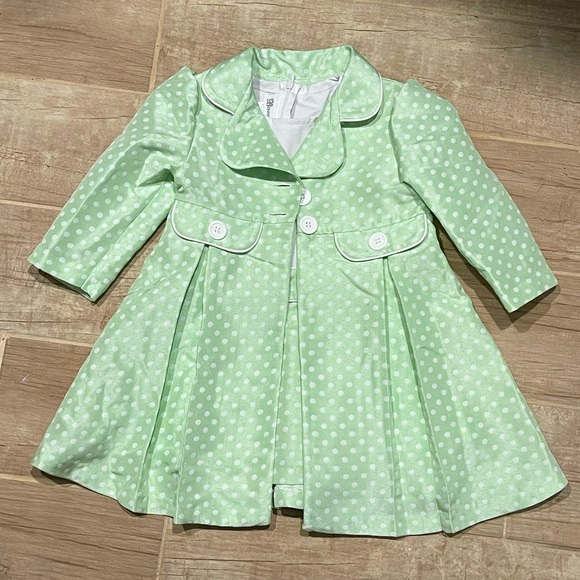 Bonnie Jean | Dresses | Bonnie Jean Girls Pale Green Polka Satin Dot ...